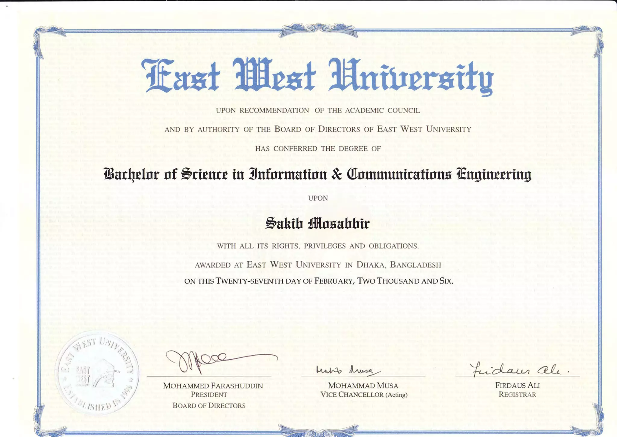 BSC. Certificate | PDF