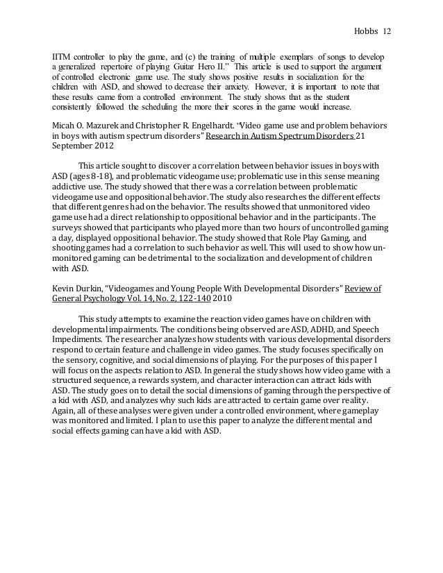 Electronic Gaming and ASD with Annotated Bibliography