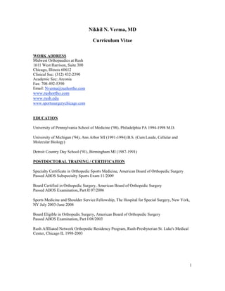 Nikhil Verma, M.D., CV | PDF