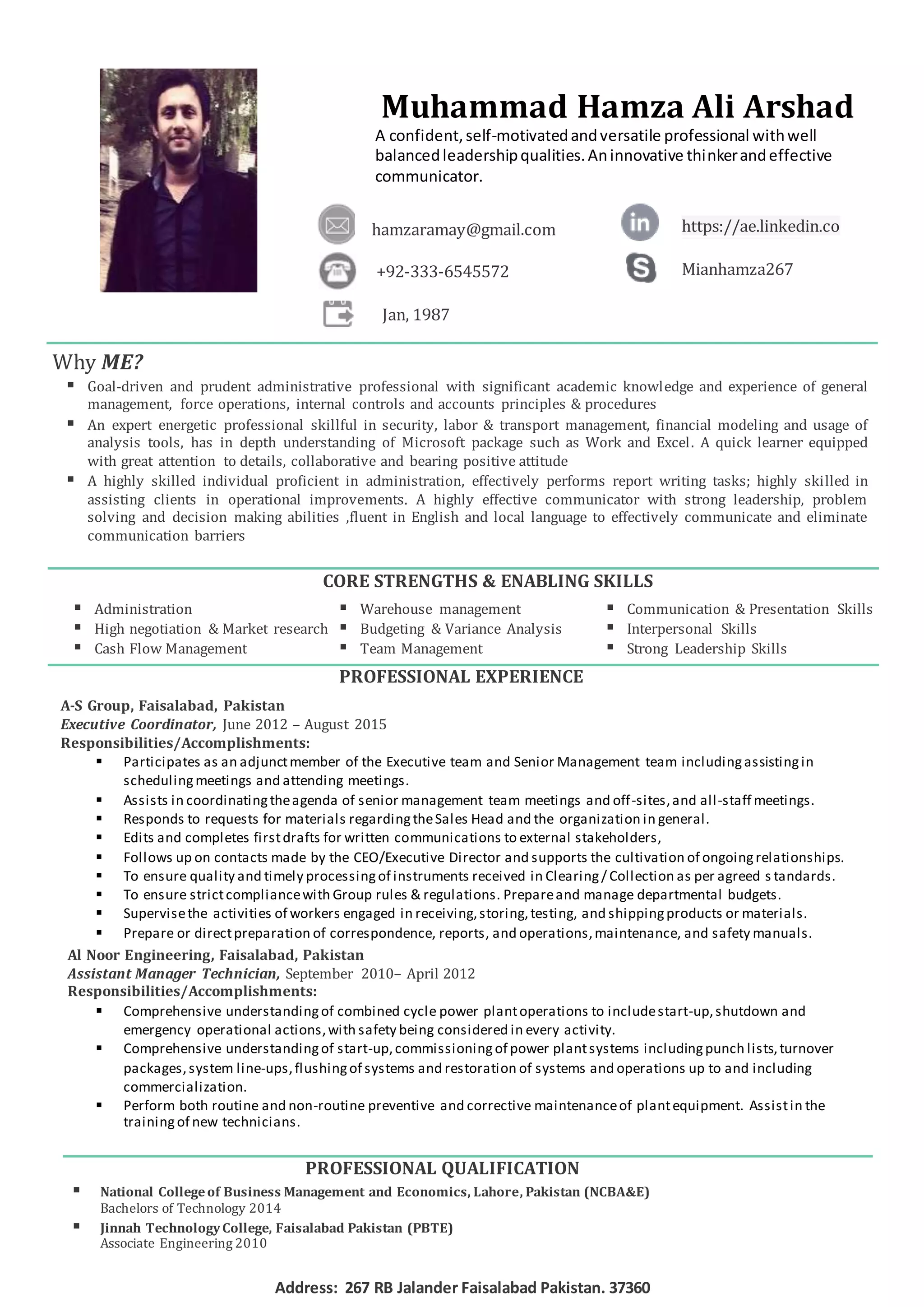 M Hamza Ali CV. | DOCX
