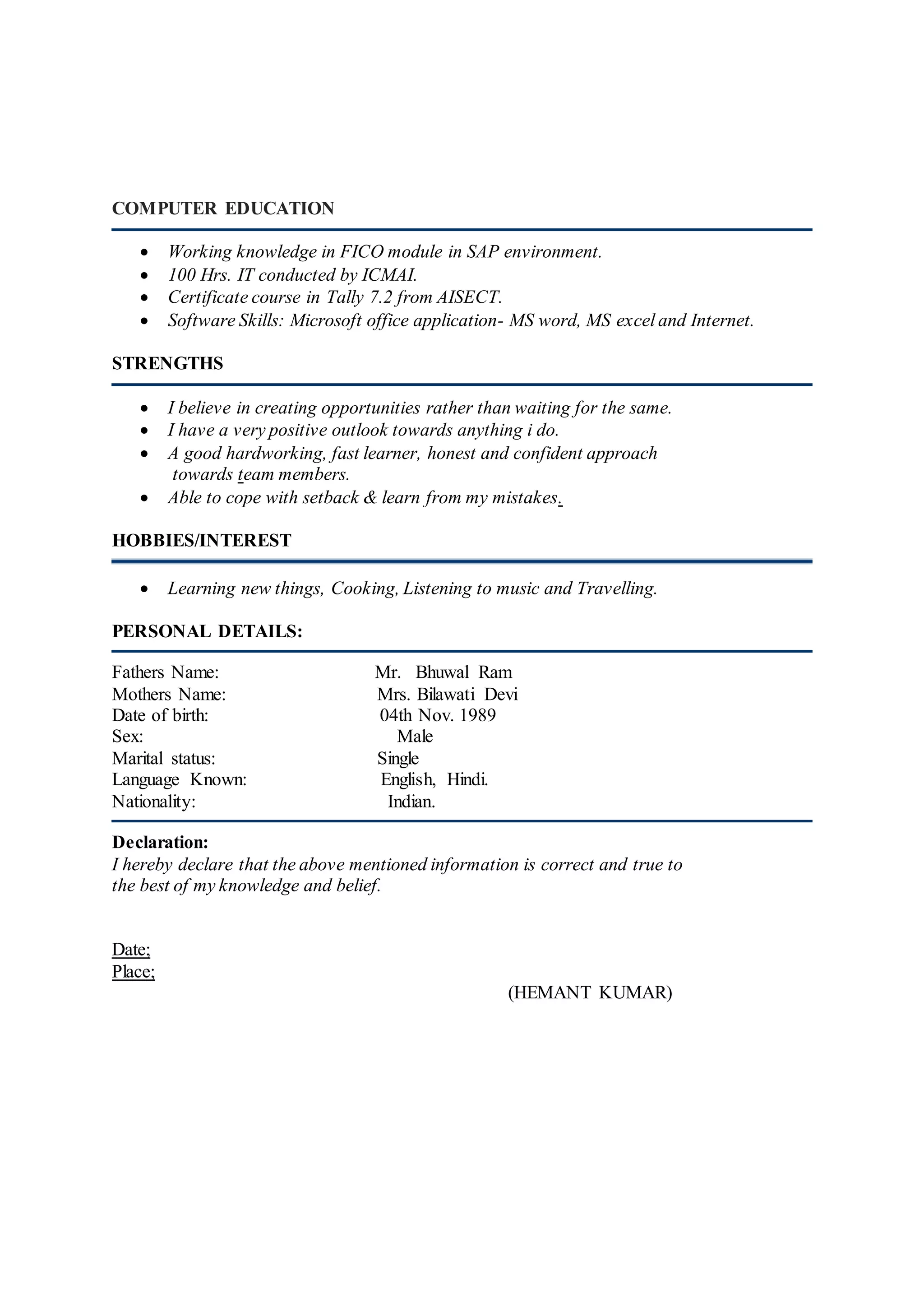 HEMANT RESUME NEW. | DOCX