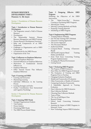 Human Resource Development Training | PDF