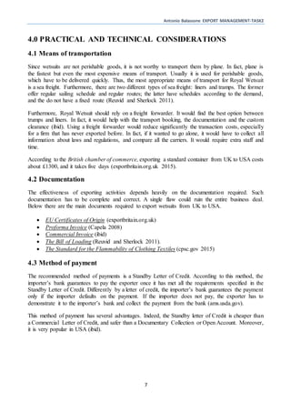 export plan | DOCX | Business Administration | Business