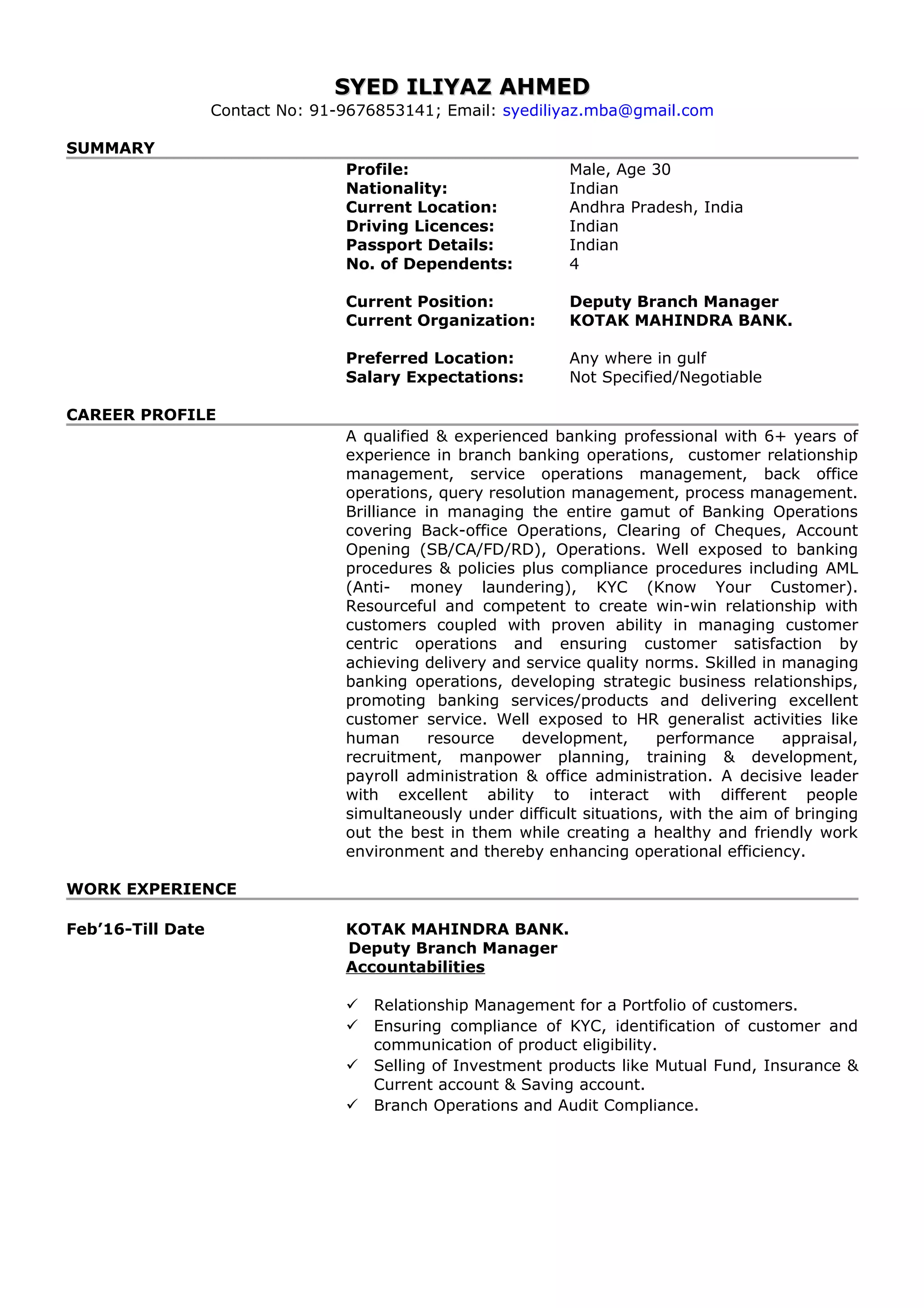 RESUME - SYED ILIYAZ AHMED | DOC