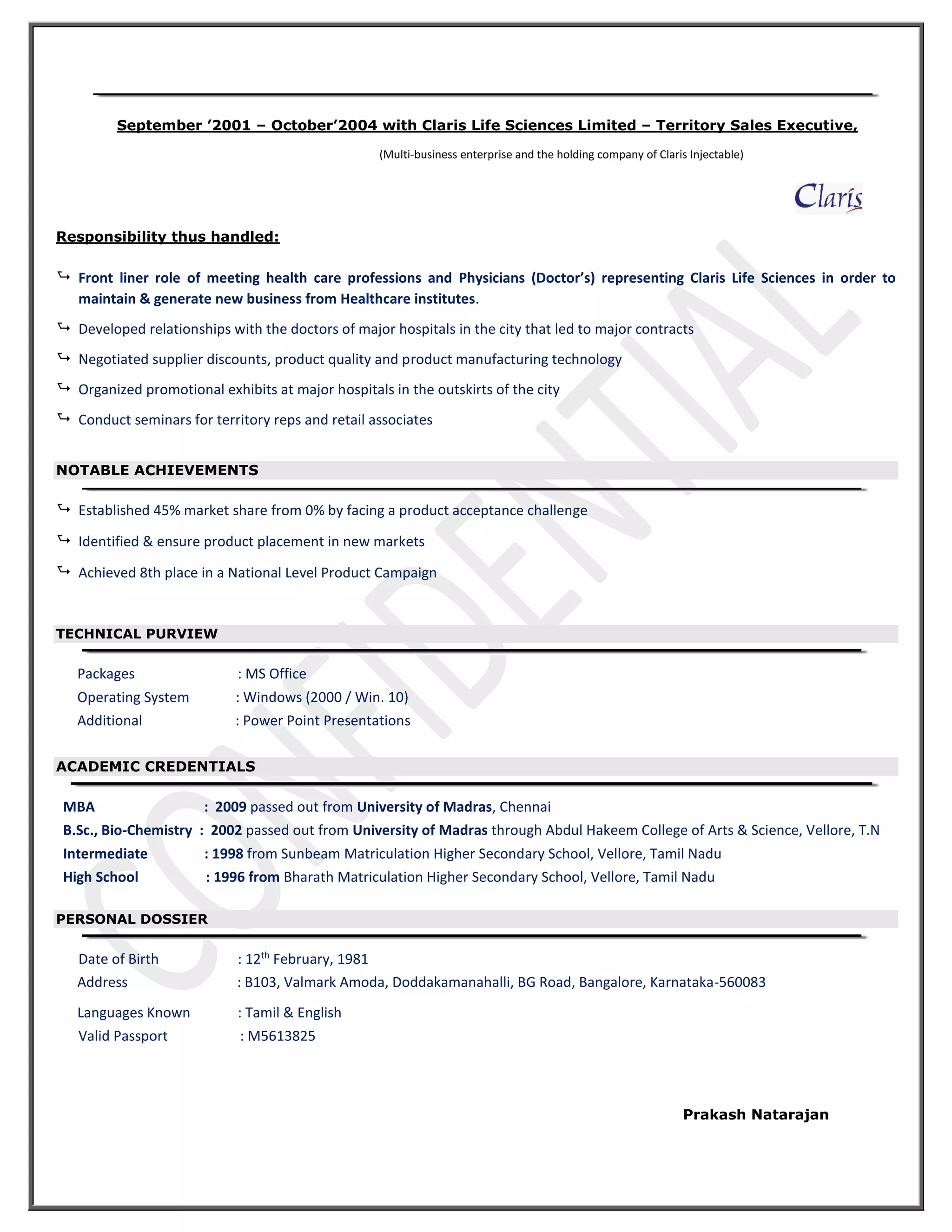 Resume_Prakash Natarajan | PDF