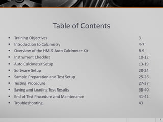 Training Outline HMLS Auto Calcimeter | PDF