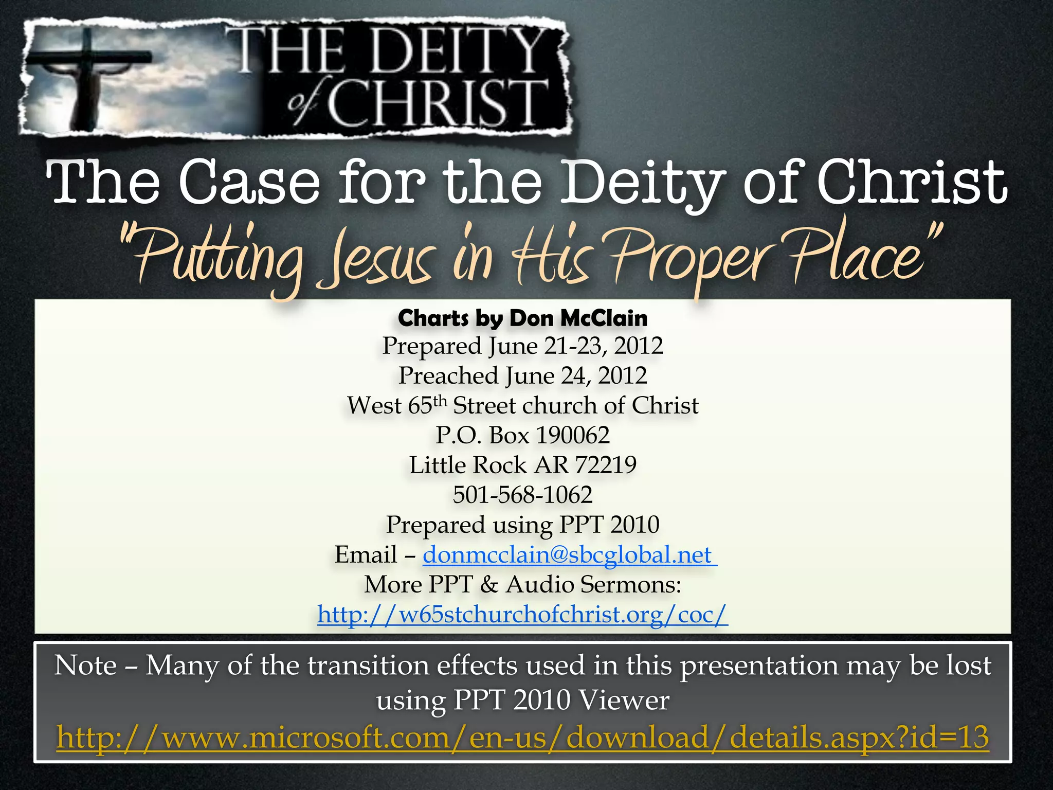 Case For The Deity of Christ - Part 1 | PDF