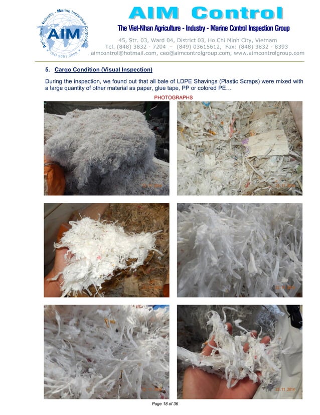 Scrap Plastic Final Survey Report on claim and dispute.PDF