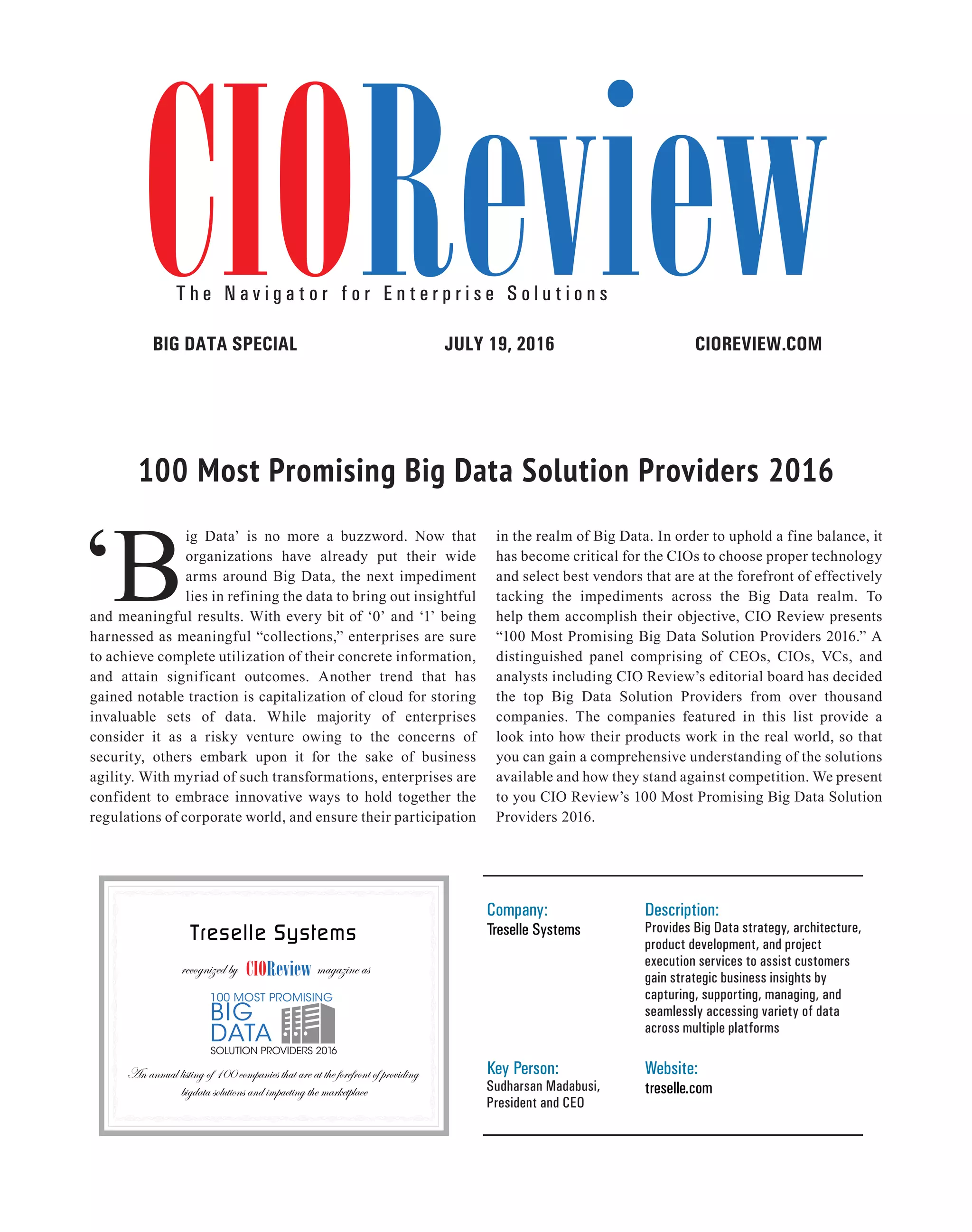 Treselle Systems_CIO article | PDF