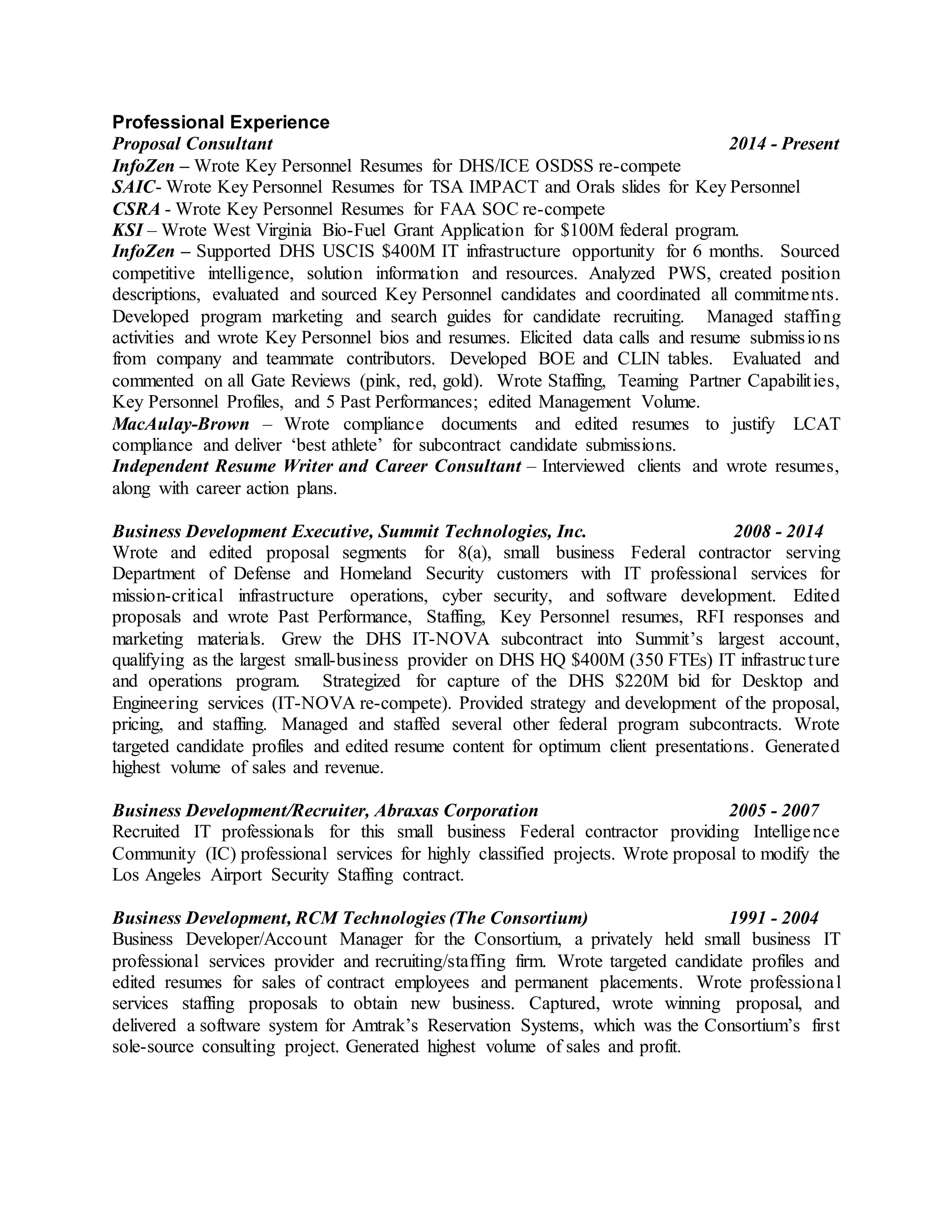 Resume Proposals Chris Dunne Updated UPDATE 0716 | DOCX