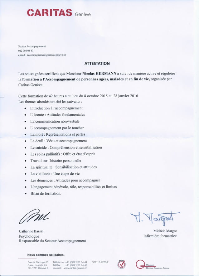 Attestation Caritas | PDF