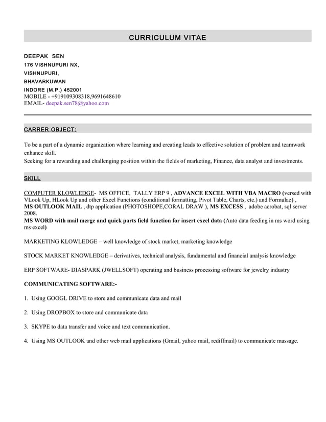 DEEPAK_resume_updated | DOC | Computer Software and Applications | Computing
