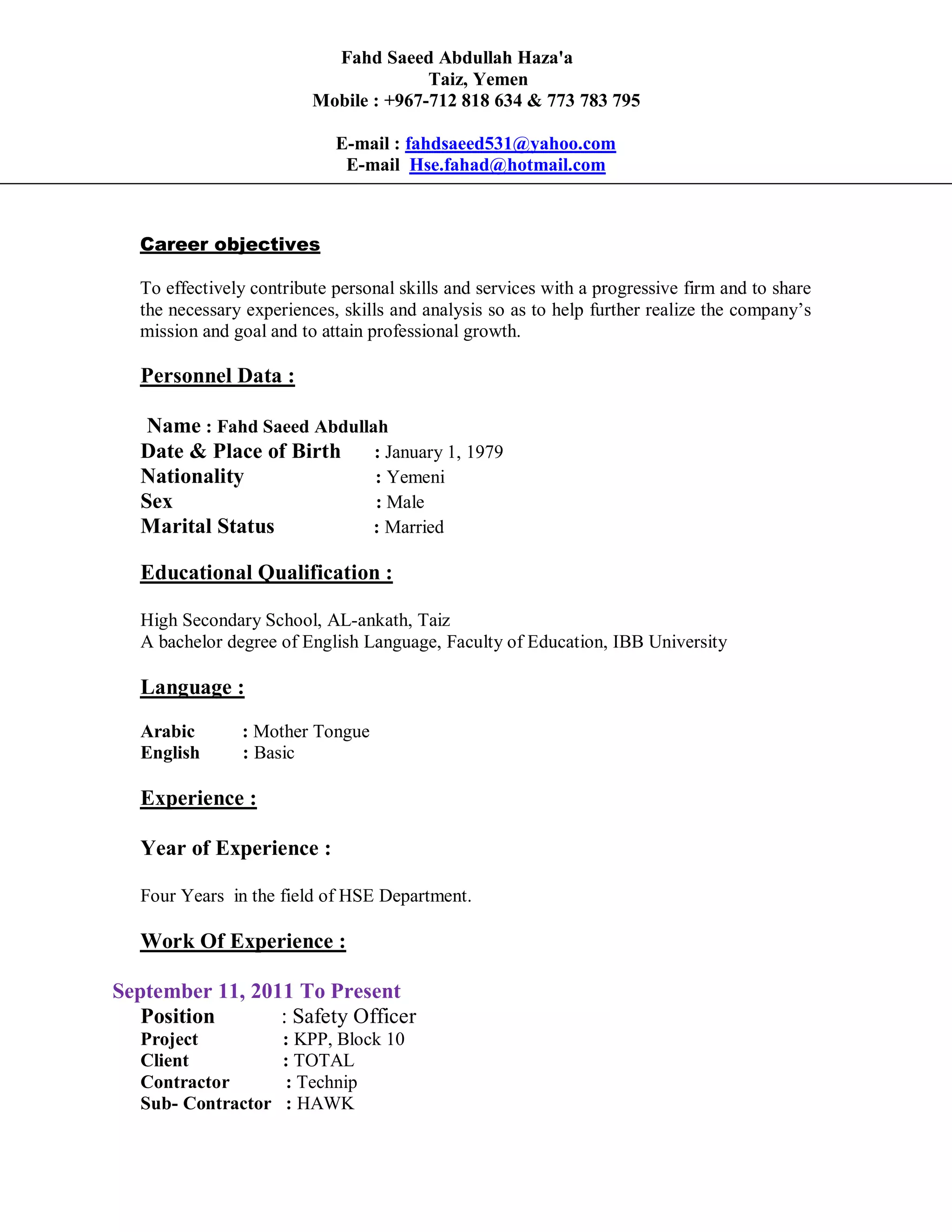 Fahd CV - Copy | PDF