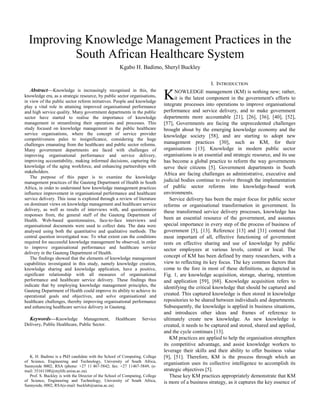 Using Knowledge Management Practices for transformation in the public sector | PDF