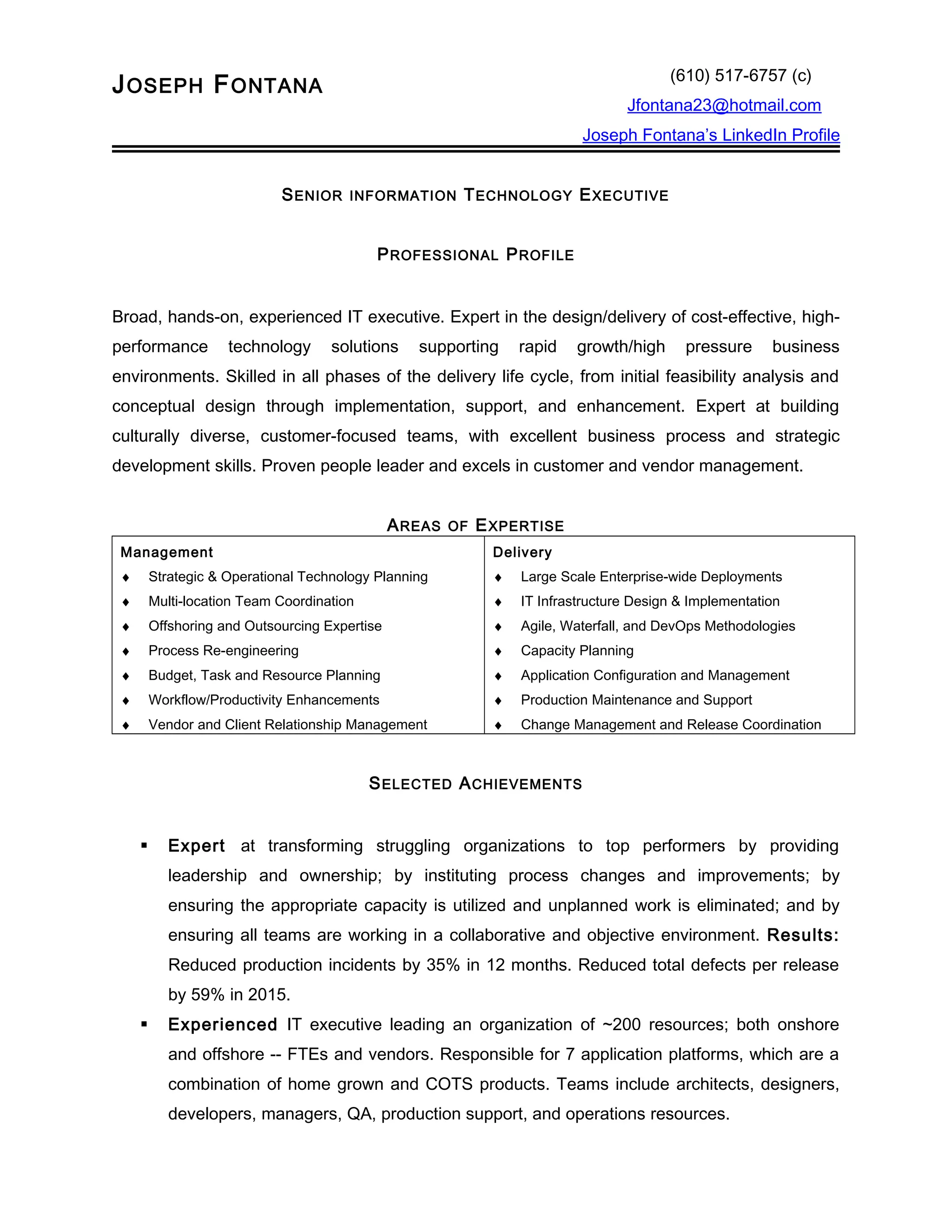 Joseph Fontana's Resume | DOC