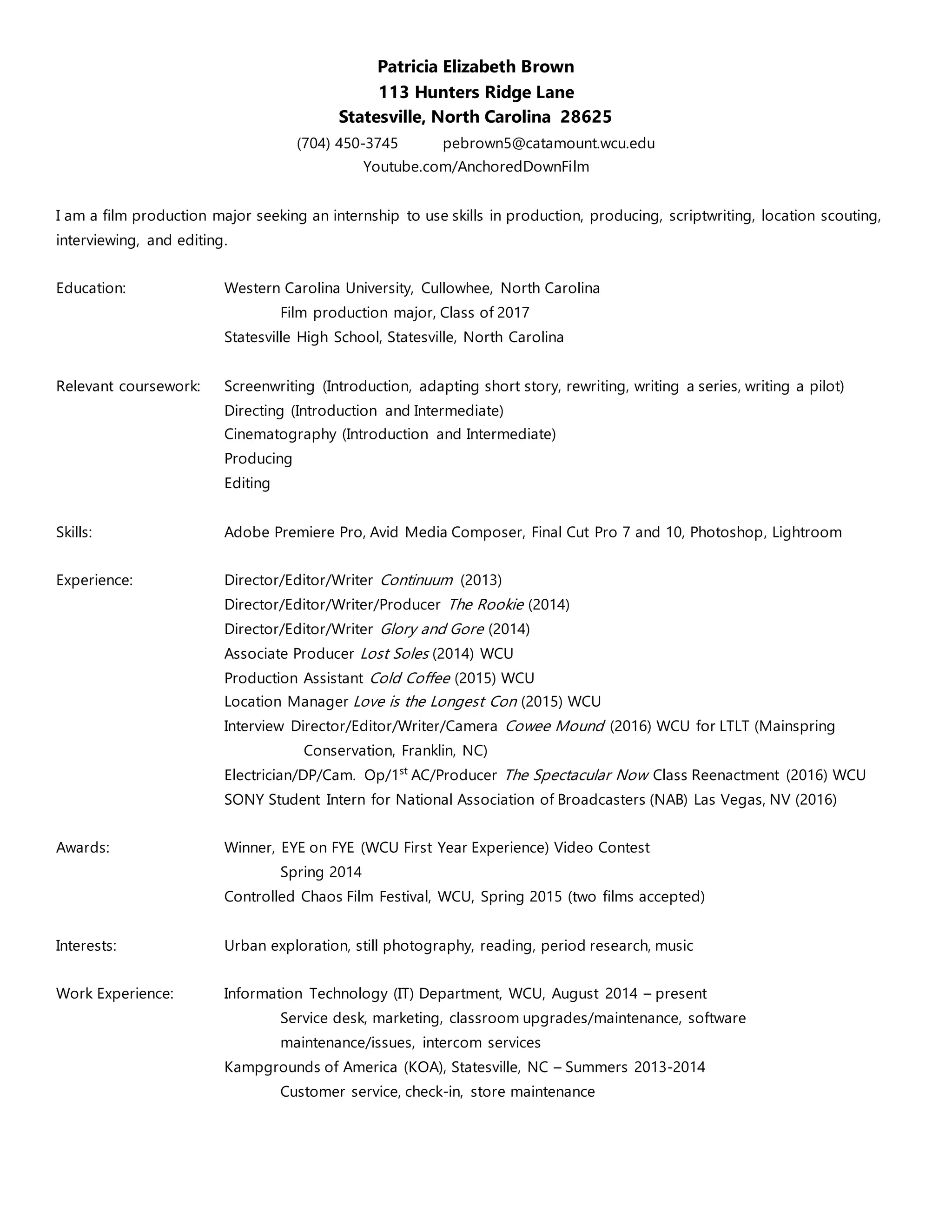 Patricia Elizabeth Brown_Resume 2016 | DOCX | Technology & Computing