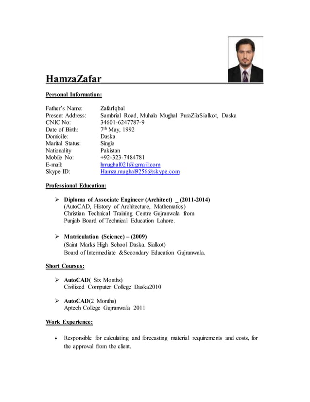 CV BY Hamza Zafar | DOCX