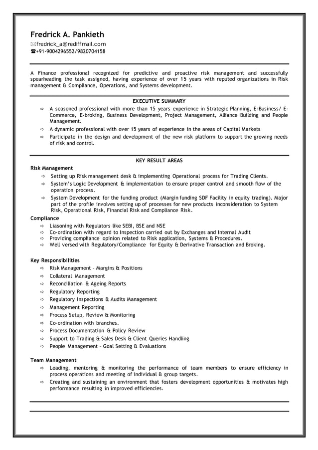 Profile-Resume-fred | DOCX | Business Accounting & Finance | Business