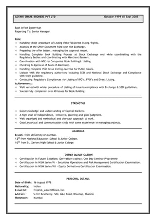 Profile-Resume-fred | DOCX