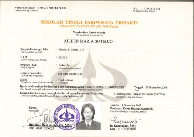 Ijasah D4_Aileen | PDF