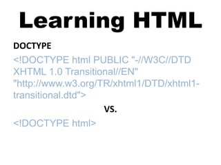 Learning HTML | PPT