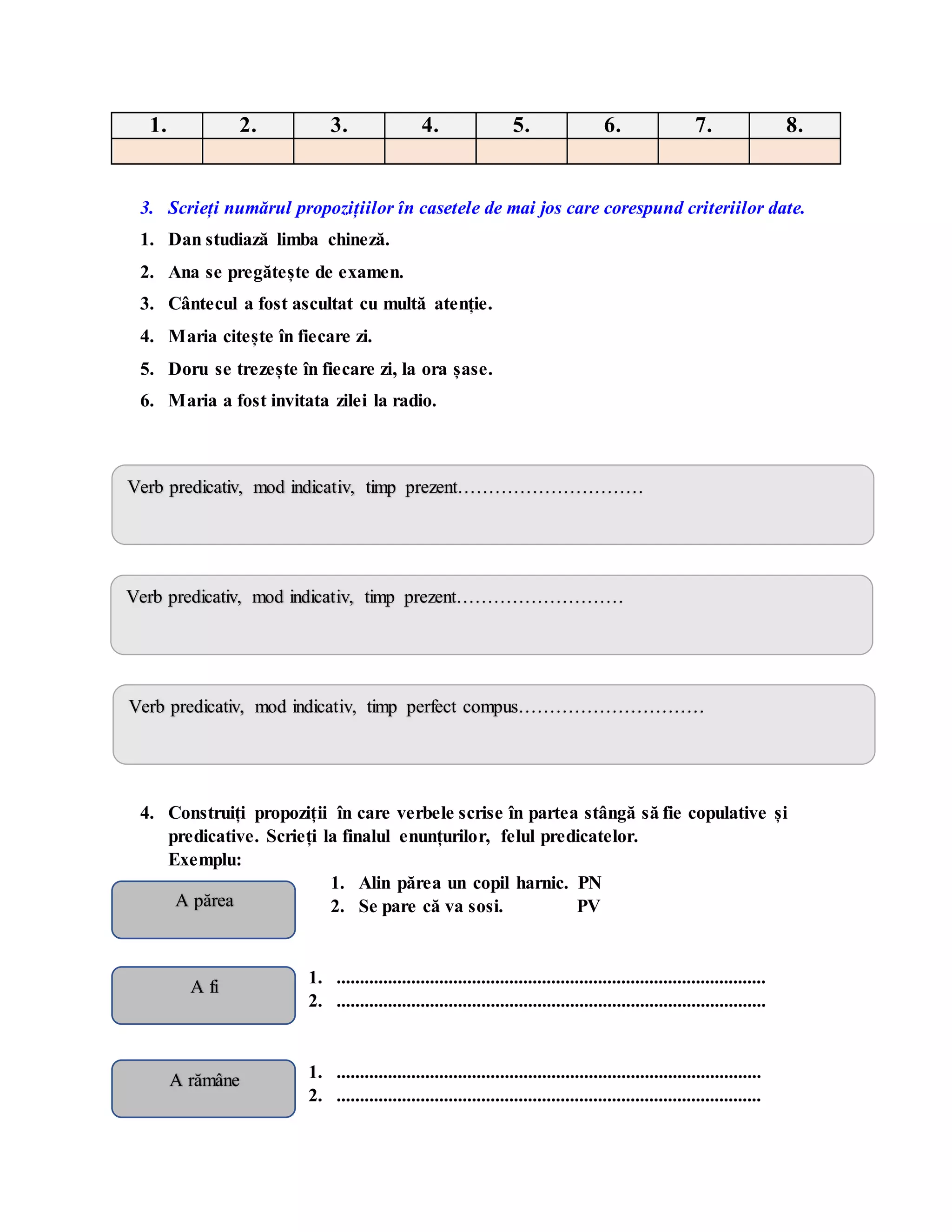 predicatul verbal si predicatul nominal- fisa de lucru | DOCX
