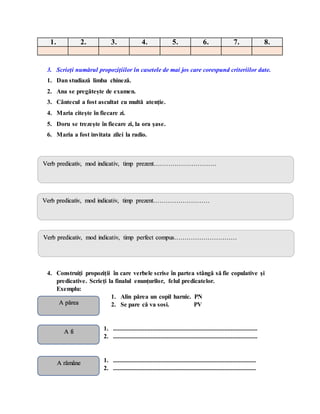 predicatul verbal si predicatul nominal- fisa de lucru | DOCX