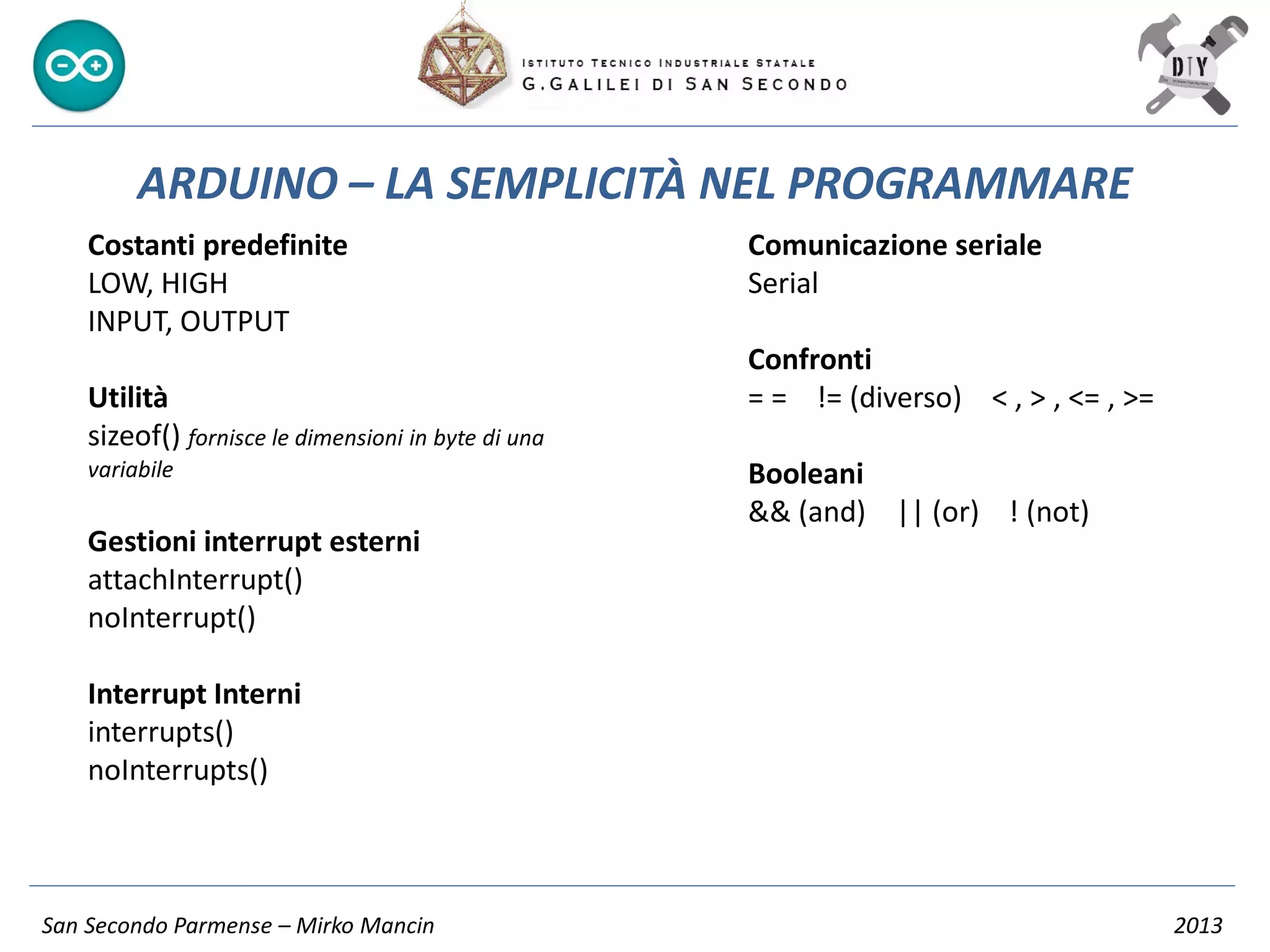 Lezione introduttiva su Arduino | PDF
