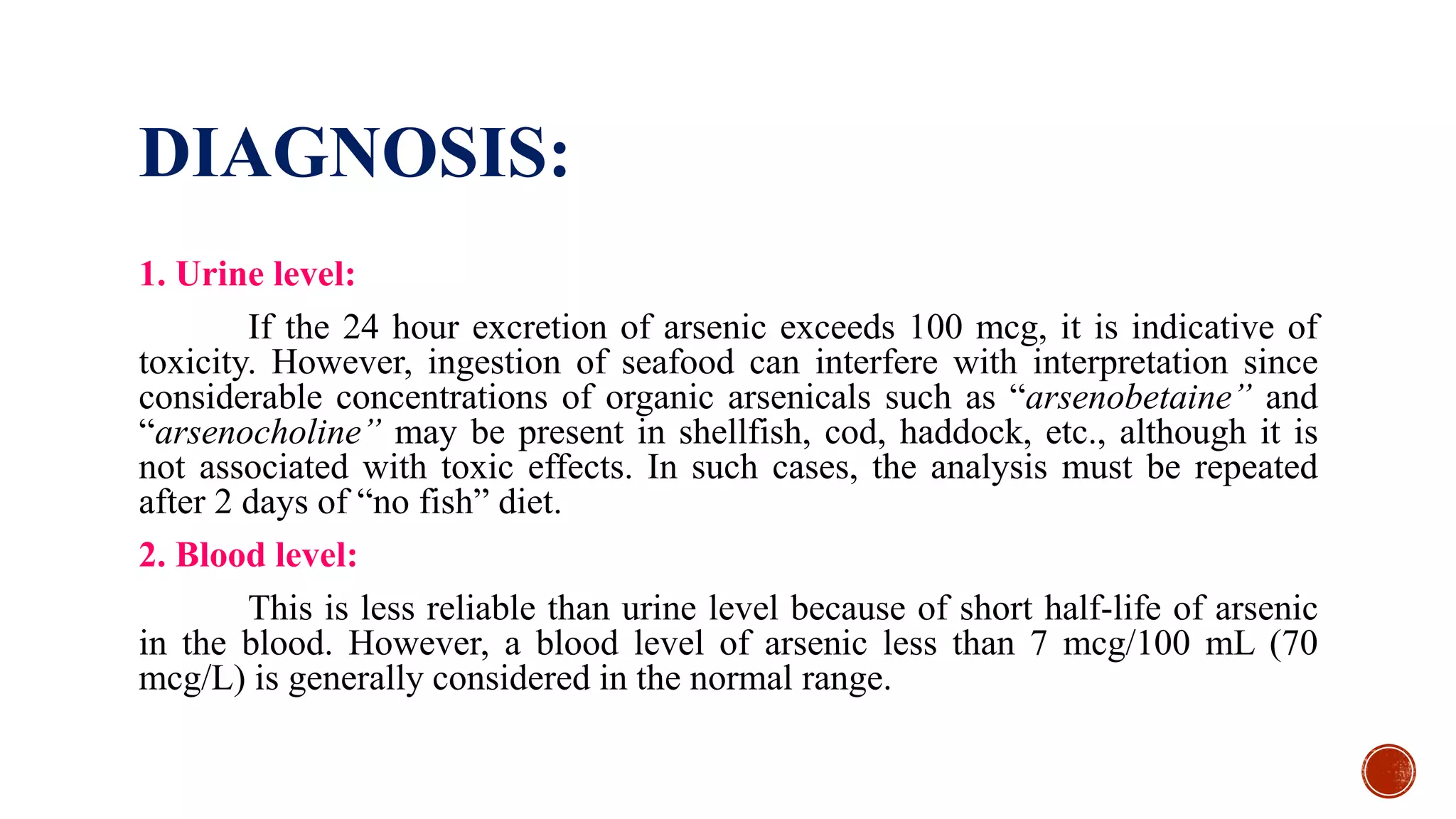 Clinical symptoms and management of Arsenic poisoning | PDF