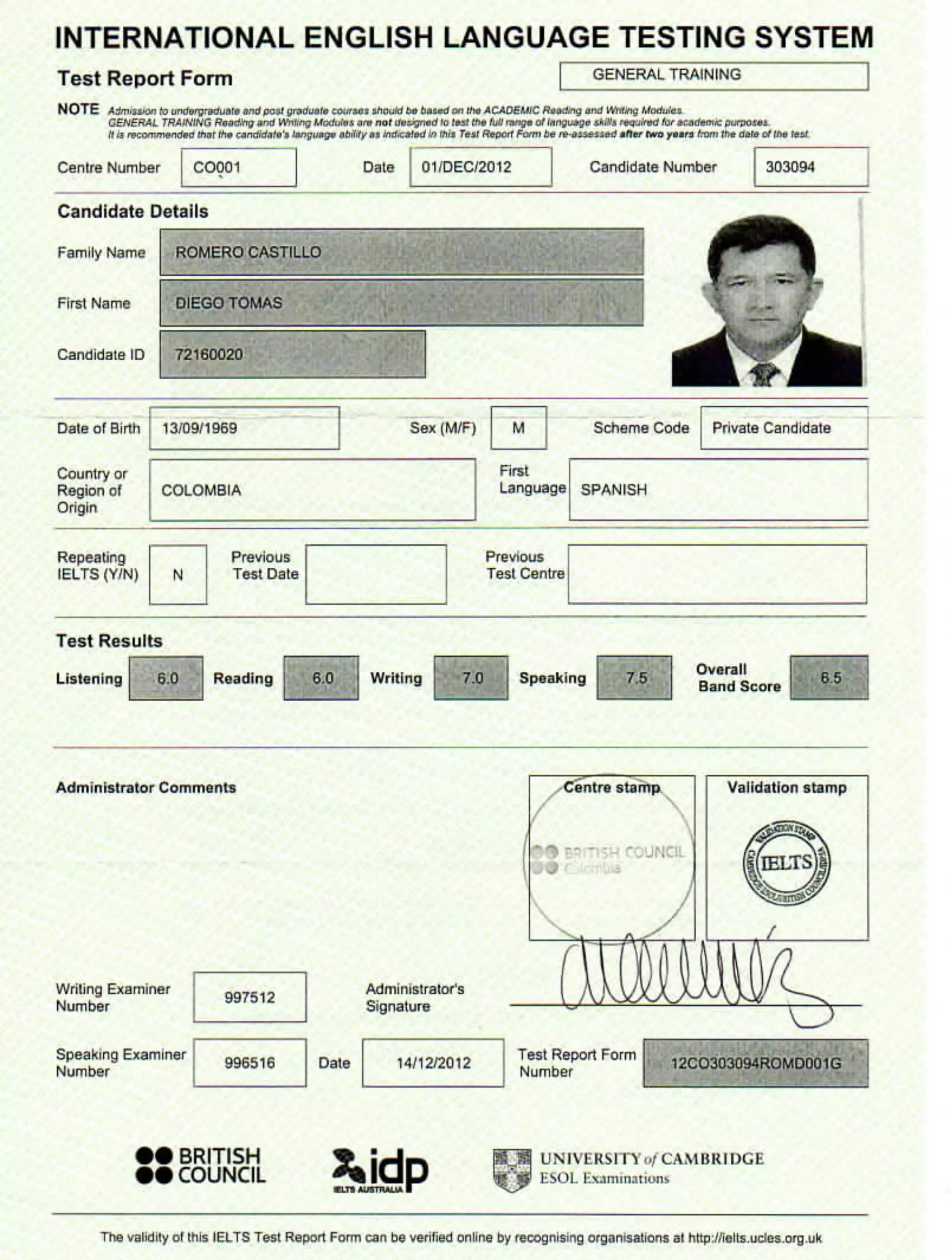 IELTS D ROMERO DECEMBER 2012 | PDF
