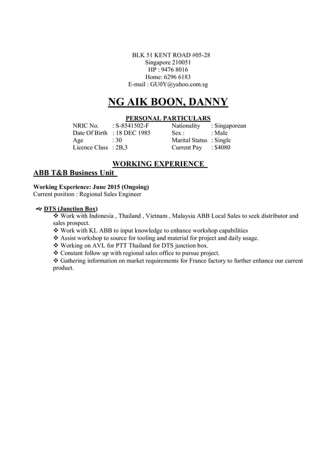 RESUME - Danny Ng(Aug 2016) | PDF