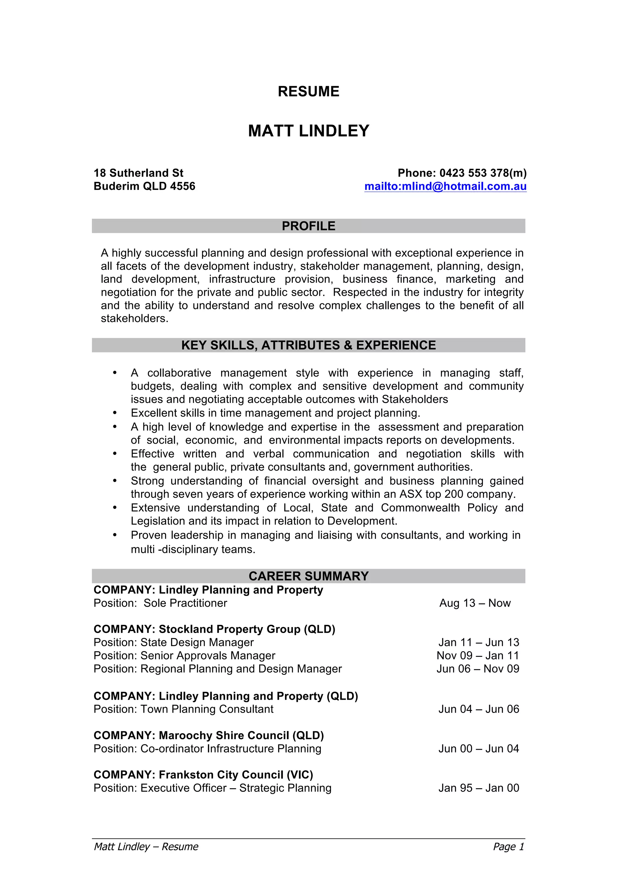 ResumeMatthewLindley060315 | PDF