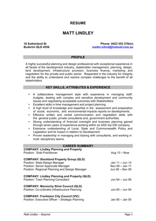 ResumeMatthewLindley060315 | PDF