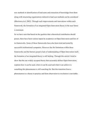 In Search of an Open Innovation Theory | PDF