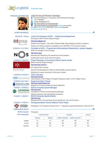 João Emanuel Pereira Gandaio Europass Format | PDF | Civil Engineering Industry | Industries