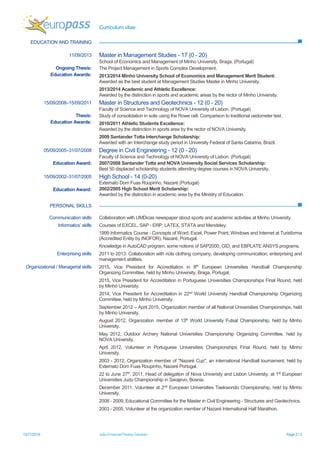 João Emanuel Pereira Gandaio Europass Format | PDF | Civil Engineering ...