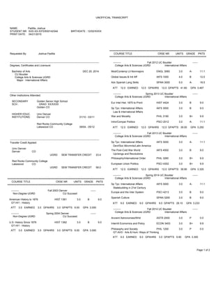 Unofficial Transcript | PDF