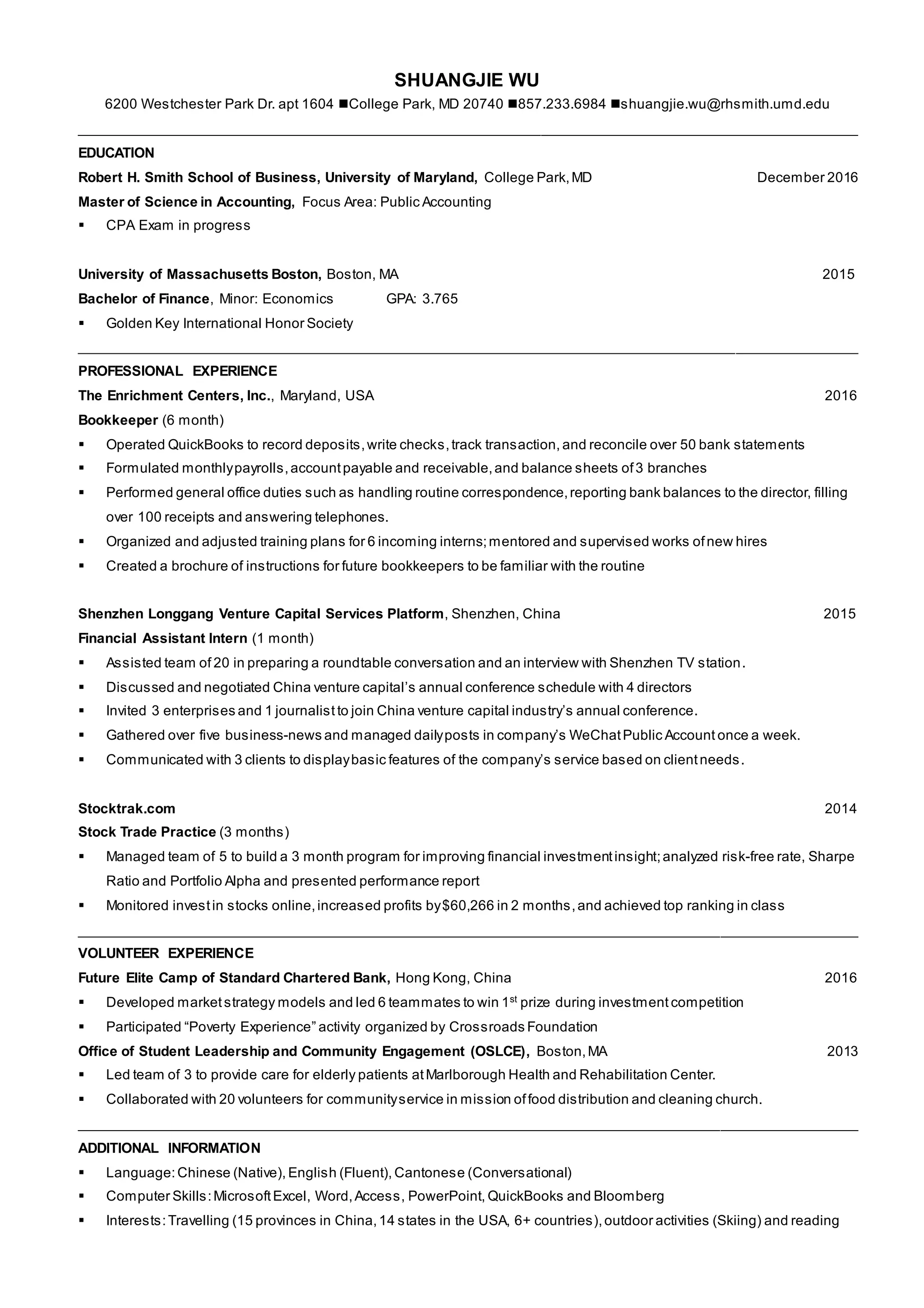 Final Resume --shuangjie Wu | DOCX
