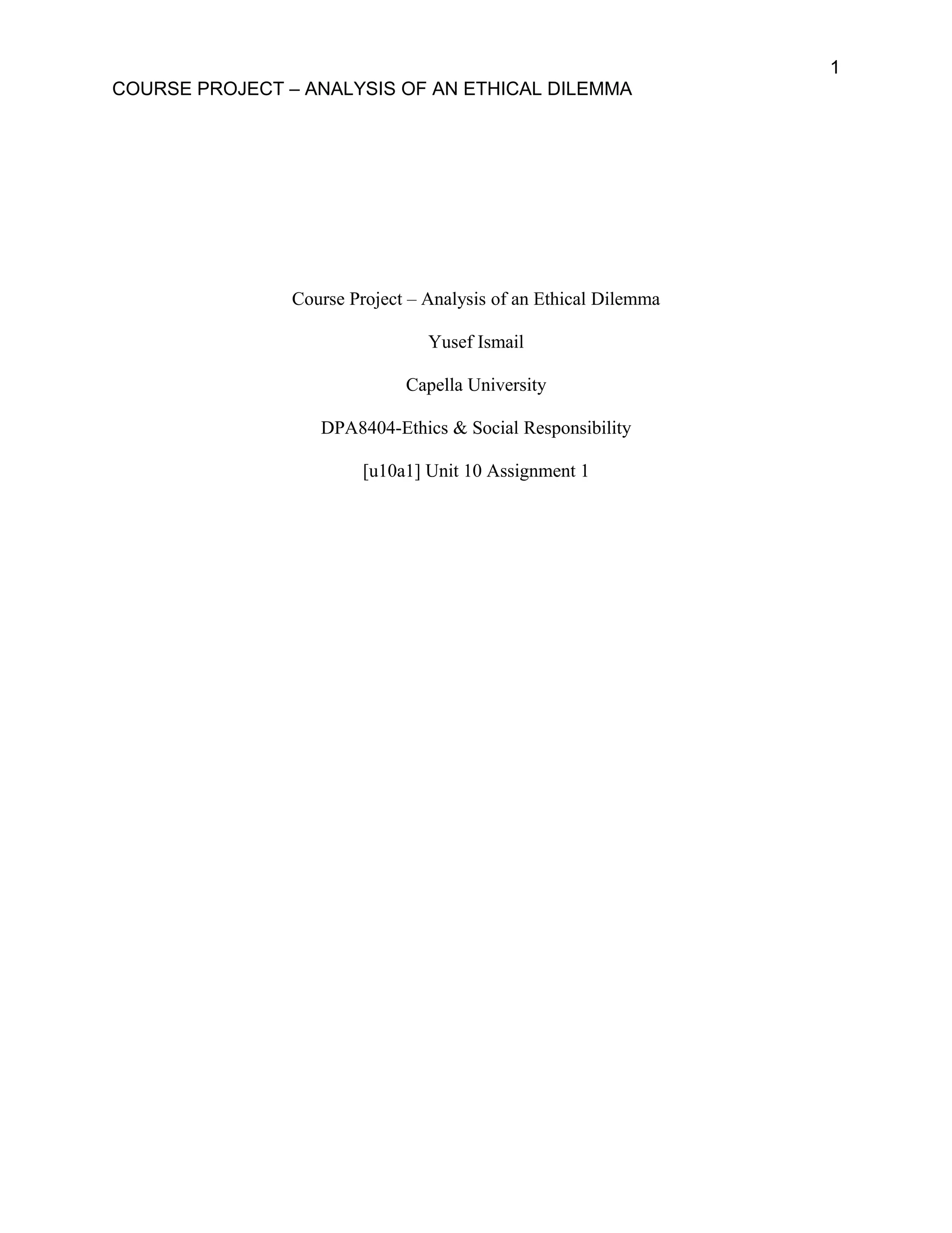 Course Project APA Unit 10 Assignment | DOC