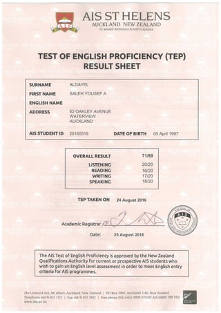 TEP test Saleh result | PDF