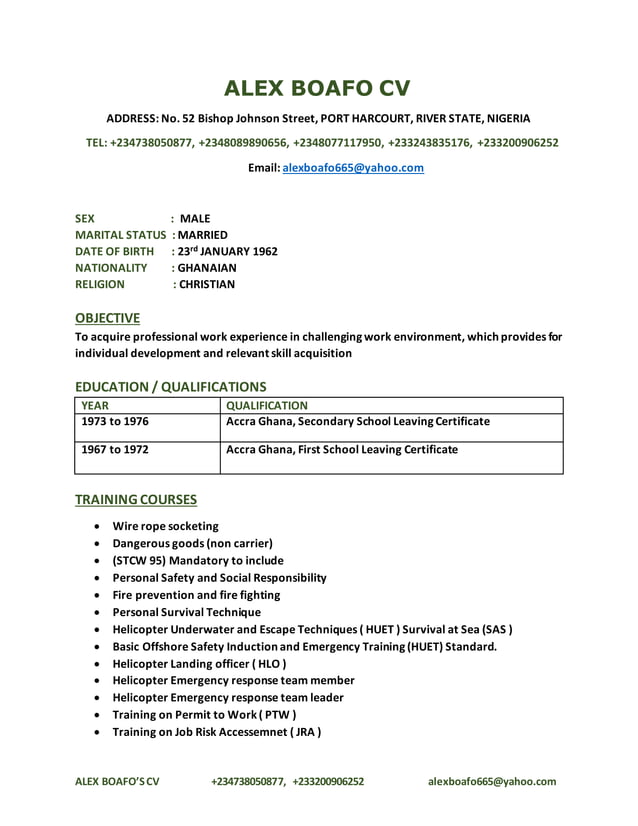ALEX BOAFO CV | PDF