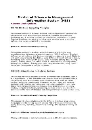 Master of Science in MIS | PDF