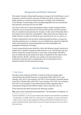REGRESSION ANALYSIS ON HEALTH INSURANCE COVERAGE RATE | PDF