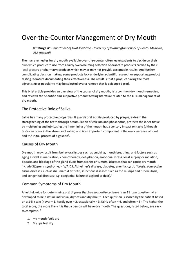 OTC-Management-of-Dry-Mouth | PDF