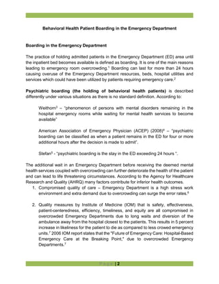 Behavioral health patient borading in the ED | PDF