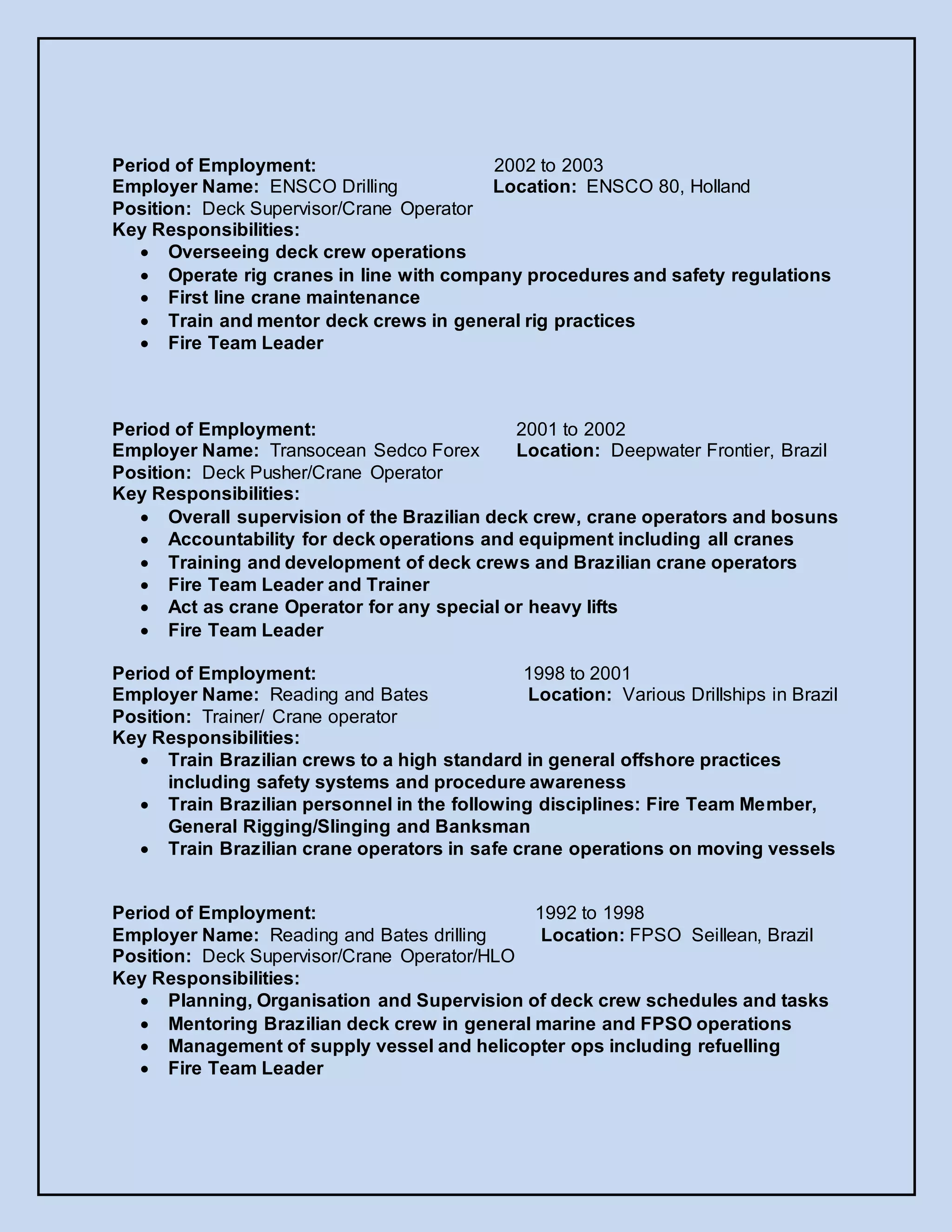 CV Pete Curtis stage 3 crane operator | DOCX