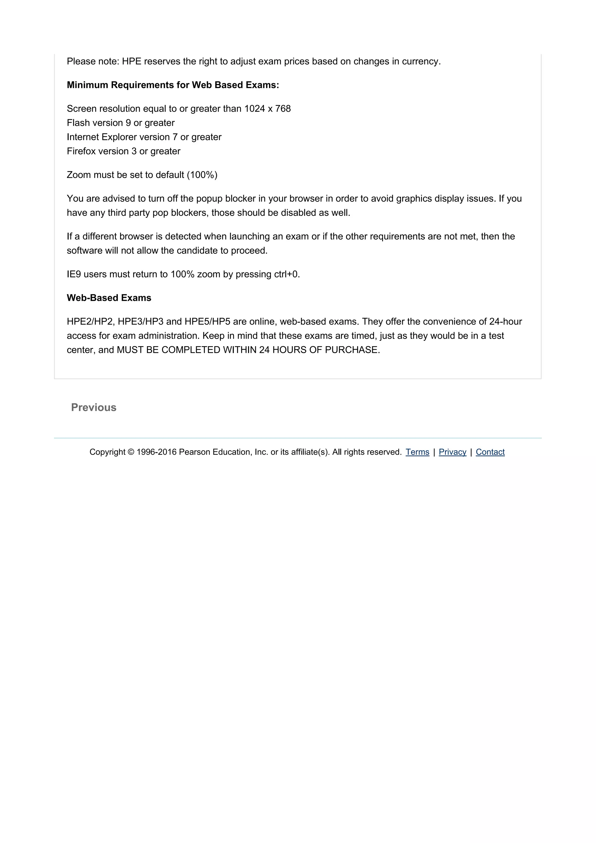 Pearson VUE - Web Based Exam History | PDF