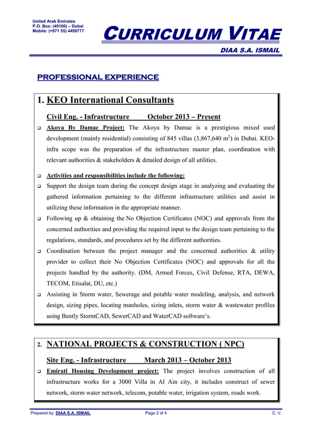 Diaa Ismail CV | PDF | Civil Engineering Industry | Industries
