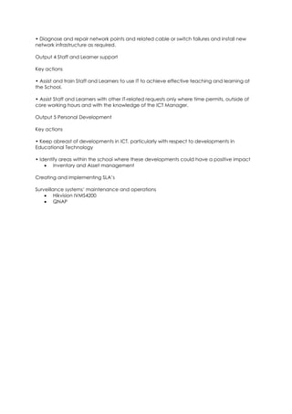 ICT Administrator - RGHS | PDF