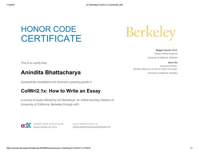 UC BerkeleyX ColWri2 | PDF